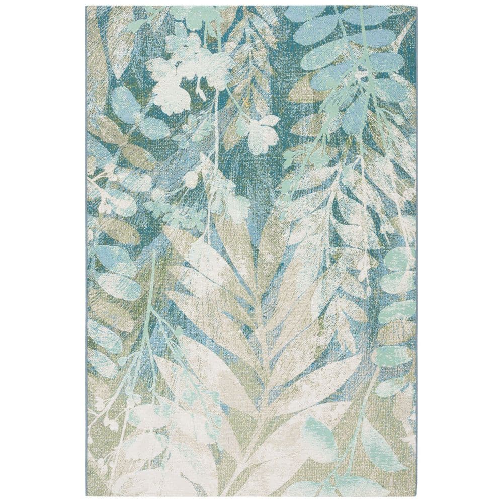 SAFAVIEH Barbados Blue Green/Ivory 8 ft. x 10 ft. Oversized Floral ...