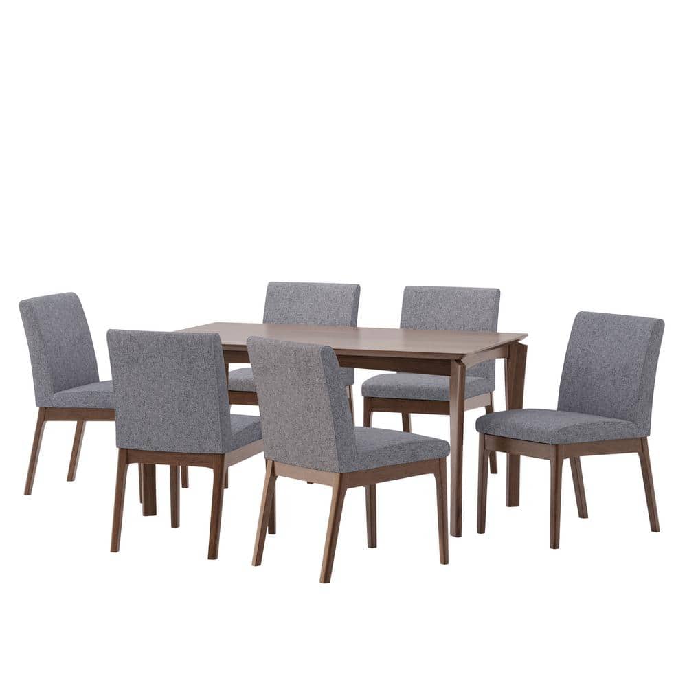 Noble House Carnelian Walnut and Dark Gray Dining Set 7-Piece 110701 ...