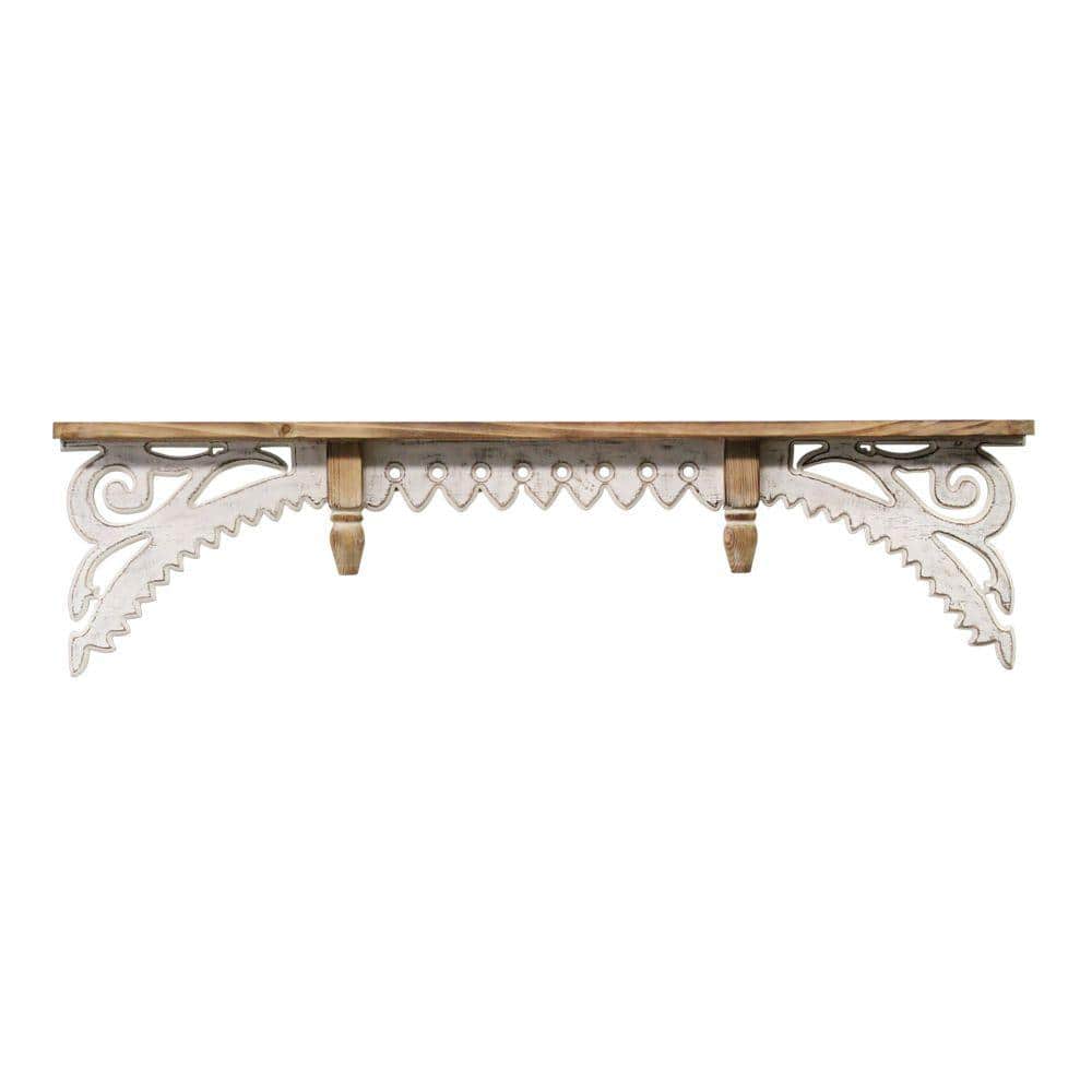 HomeRoots Victoria Distressed Vintage Wood Wall Shelf 373270 - The Home ...