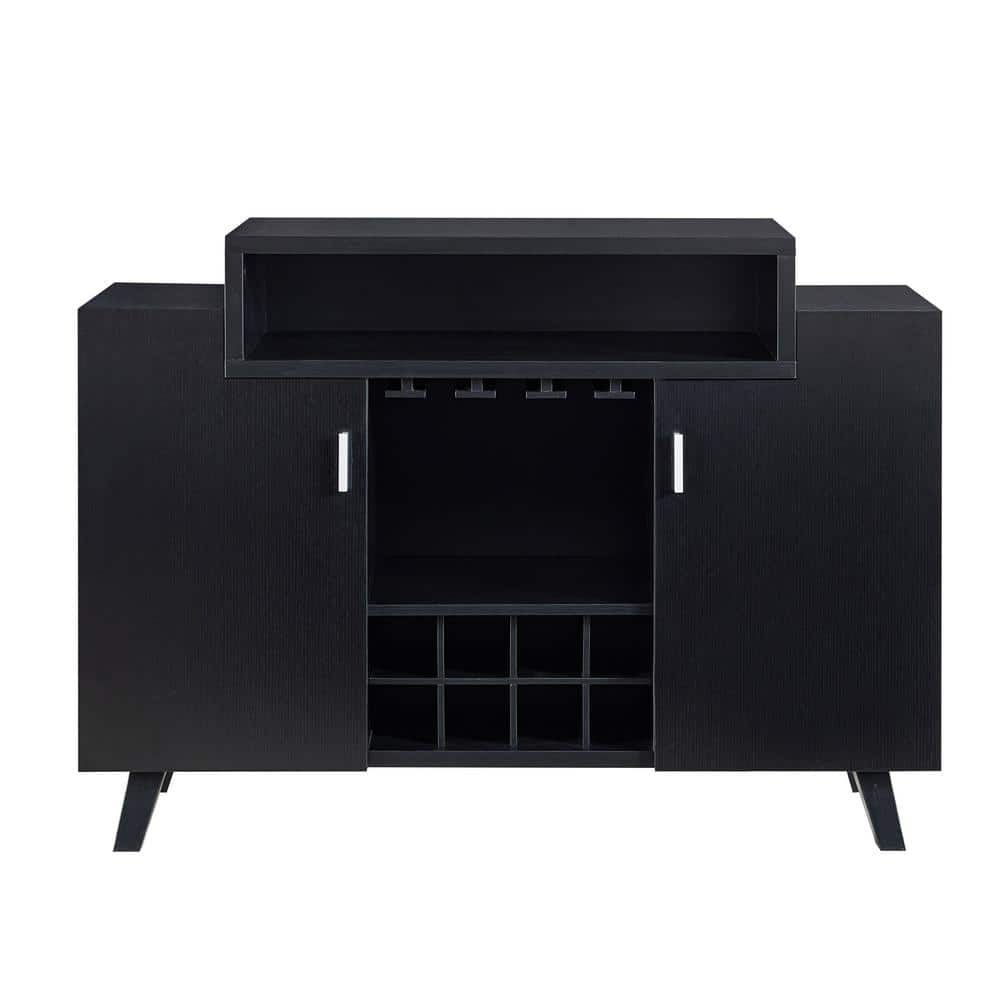Furniture of America Alden Black Buffet Server with Wine Rack and Stemware Rack IDI-192649 - The ...
