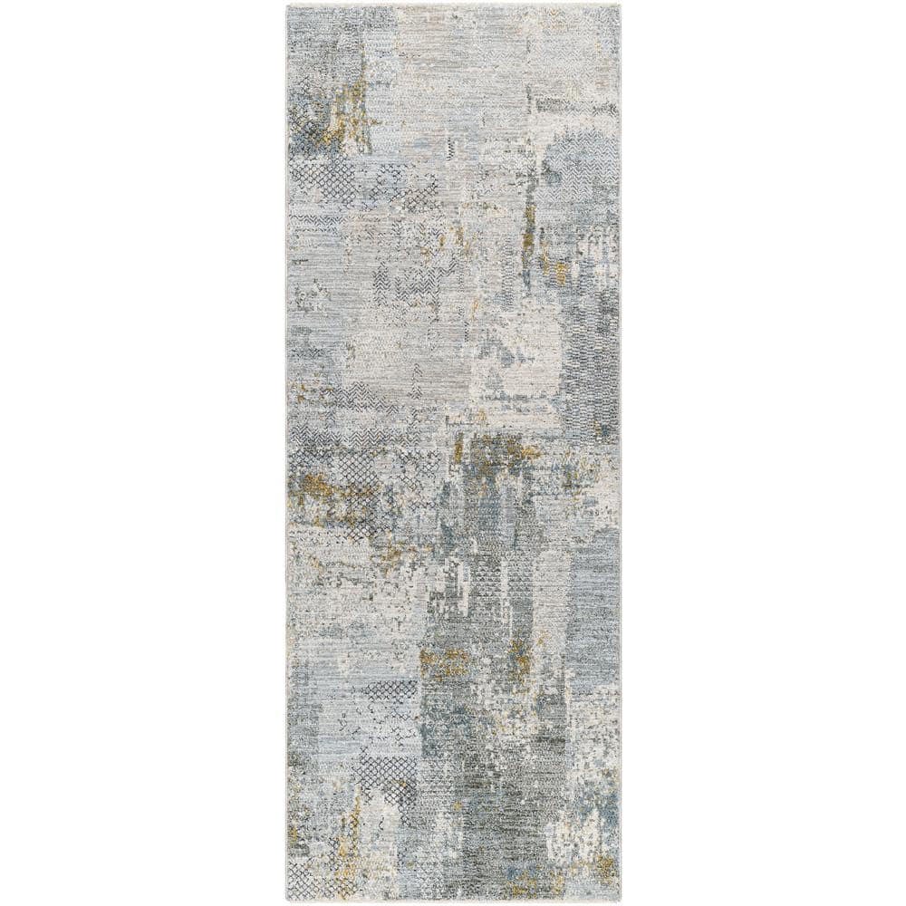 Livabliss Dresden Gray 2 ft. 7 in. x 10 ft. Modern Abstract Polyester ...
