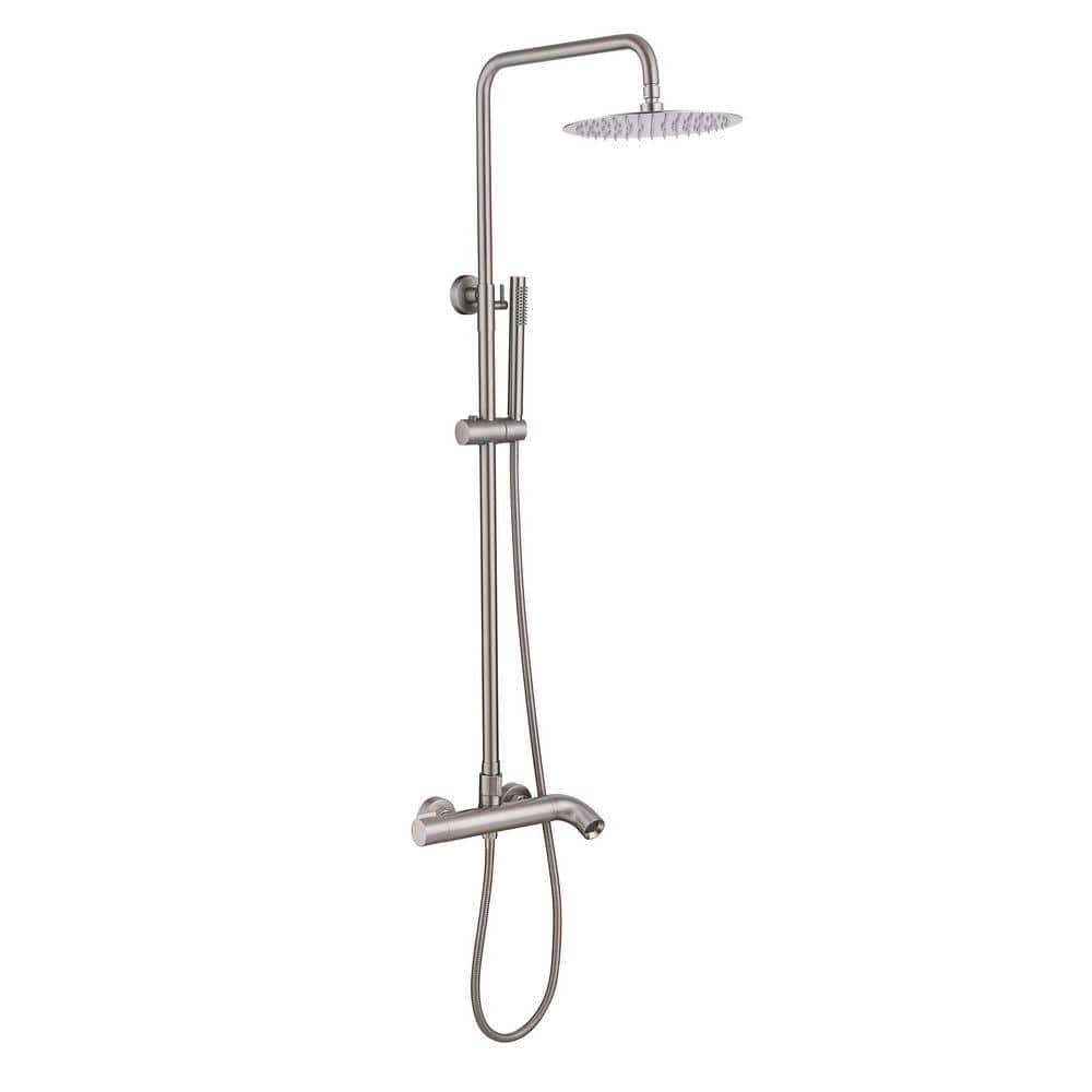 FLG 2 Handle 1-Spray Exposed Pipe Tub Shower Faucet 1.8 GPM Brass Wall ...