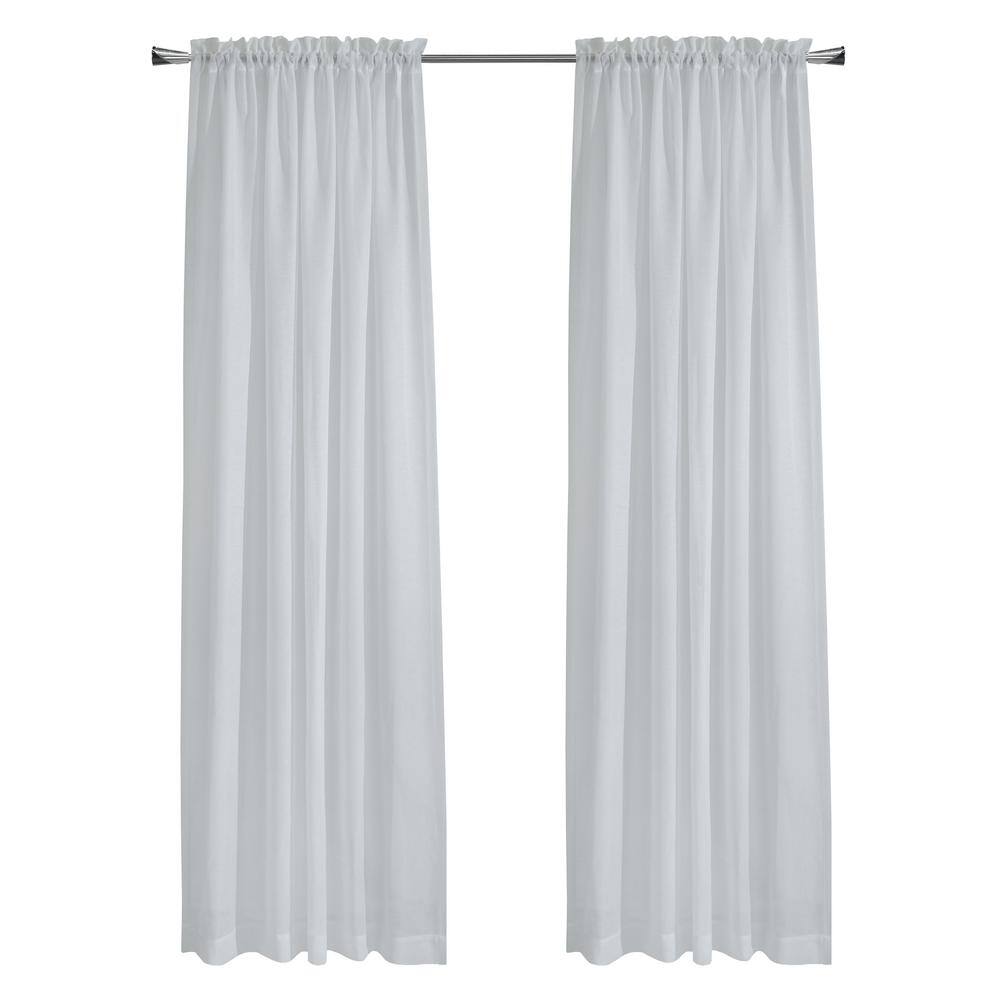 Habitat Cote d'Azure Rod Pocket White Polyester Faux Linen 56 in. W x ...