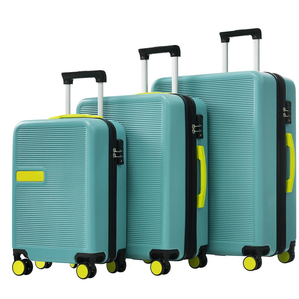 Merax 3-Piece Teal Blue Expandable ABS Hardshell Spinner 20 in. x 24 in ...
