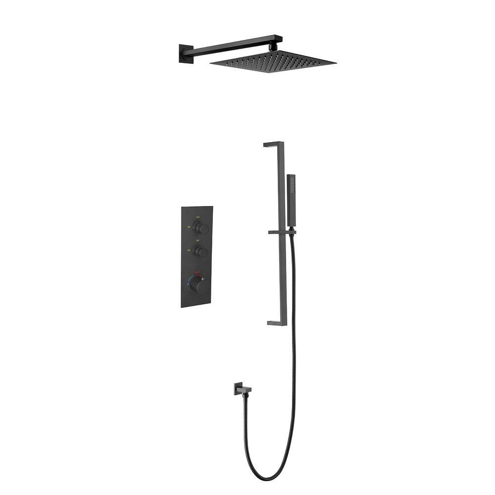 matrix decor 1-Spray Square Wall Bar Shower Kit with Hand Shower and ...