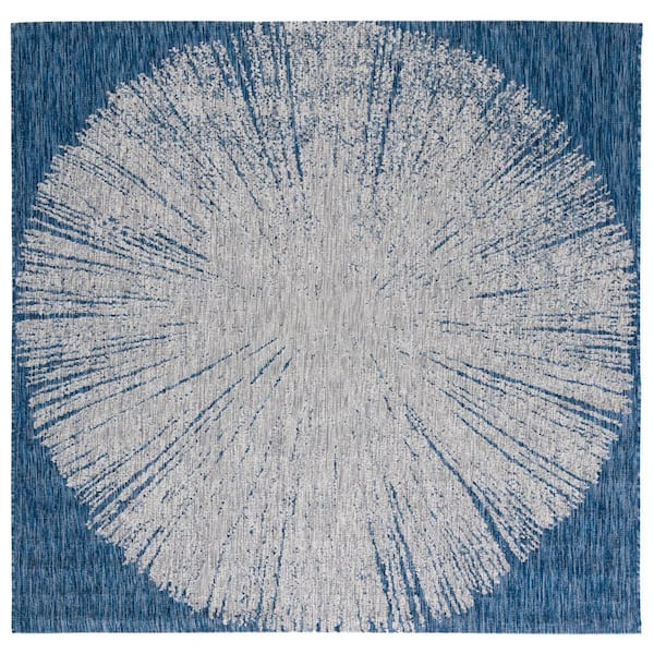 SAFAVIEH Courtyard Navy/Gray 7 ft. x 7 ft. Floral Abstract Indoor ...