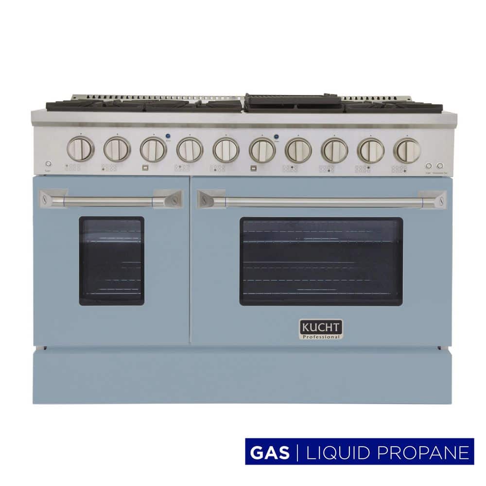 Kucht Pro-Style 48 in. 6.7 cu. ft. 8-Burners with Double Oven Liquid ...
