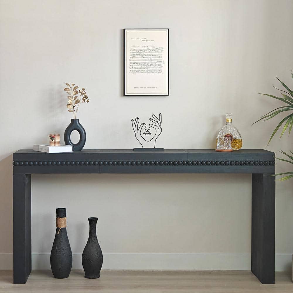 Clihome 64.17 in. Rectangle Convenience Concepts Wood Console Table ...