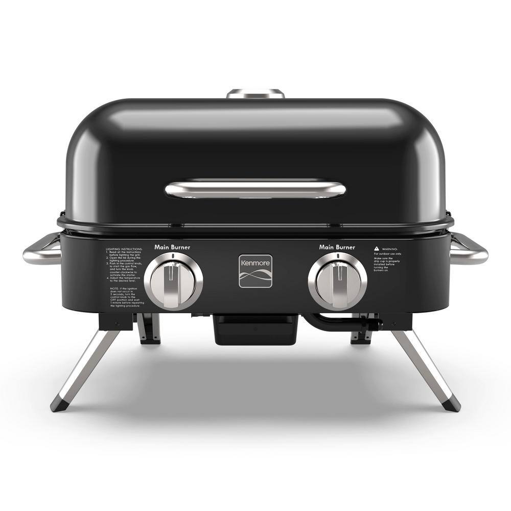 KENMORE 2-Burner Retro Portable Propane Gas Grill in Black KT-R40003-BK ...