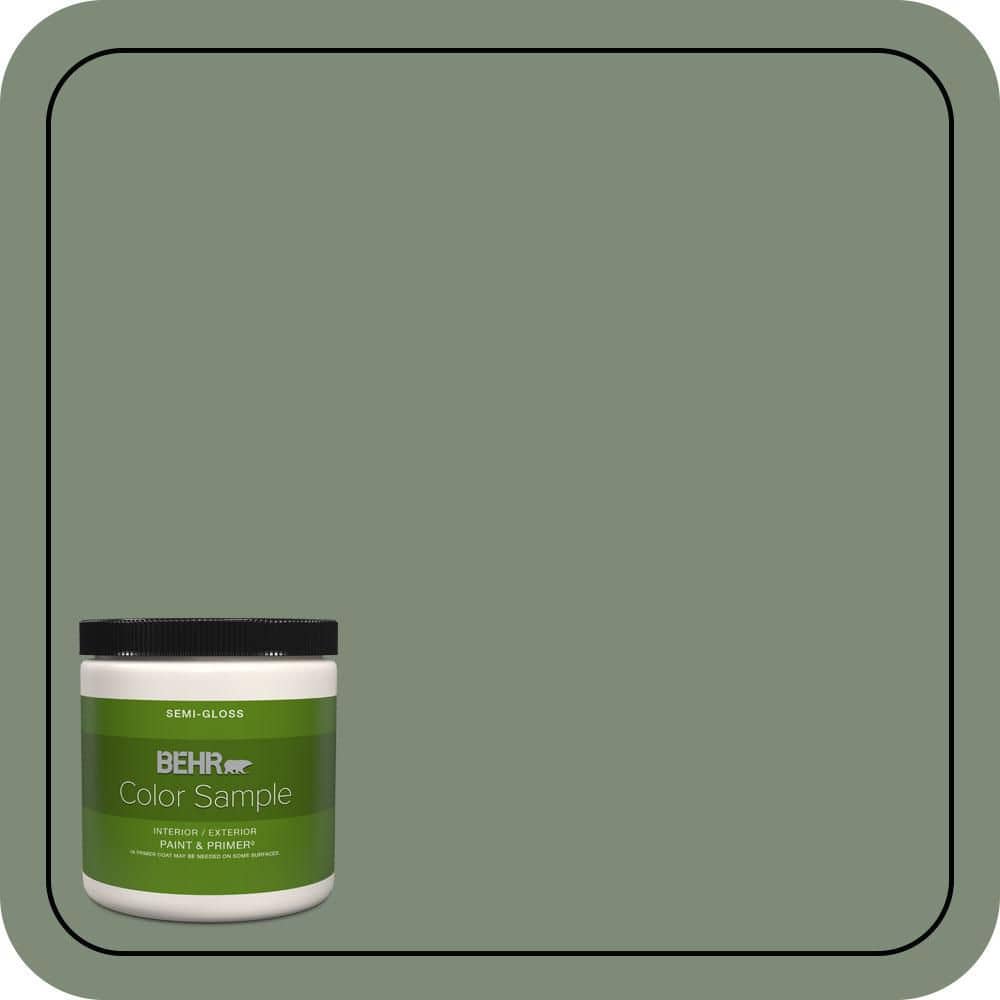 BEHR PREMIUM PLUS 8 oz. #N400-5 Thai Basil Semi-Gloss Interior/Exterior ...