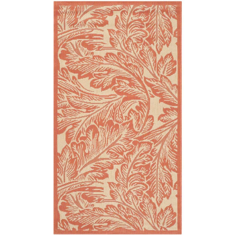 SAFAVIEH Courtyard Natural/Terracotta Doormat 2 ft. x 4 ft. Border ...