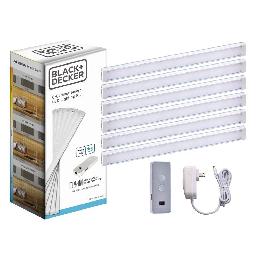 BLACK+DECKER 9 in. White Plug-In Works with Alexa, Bars Integrated LED ...