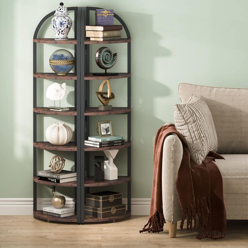 TRIBESIGNS WAY TO ORIGIN Jannelly 71.6 in. H 6-Shelf Brown Wood ...