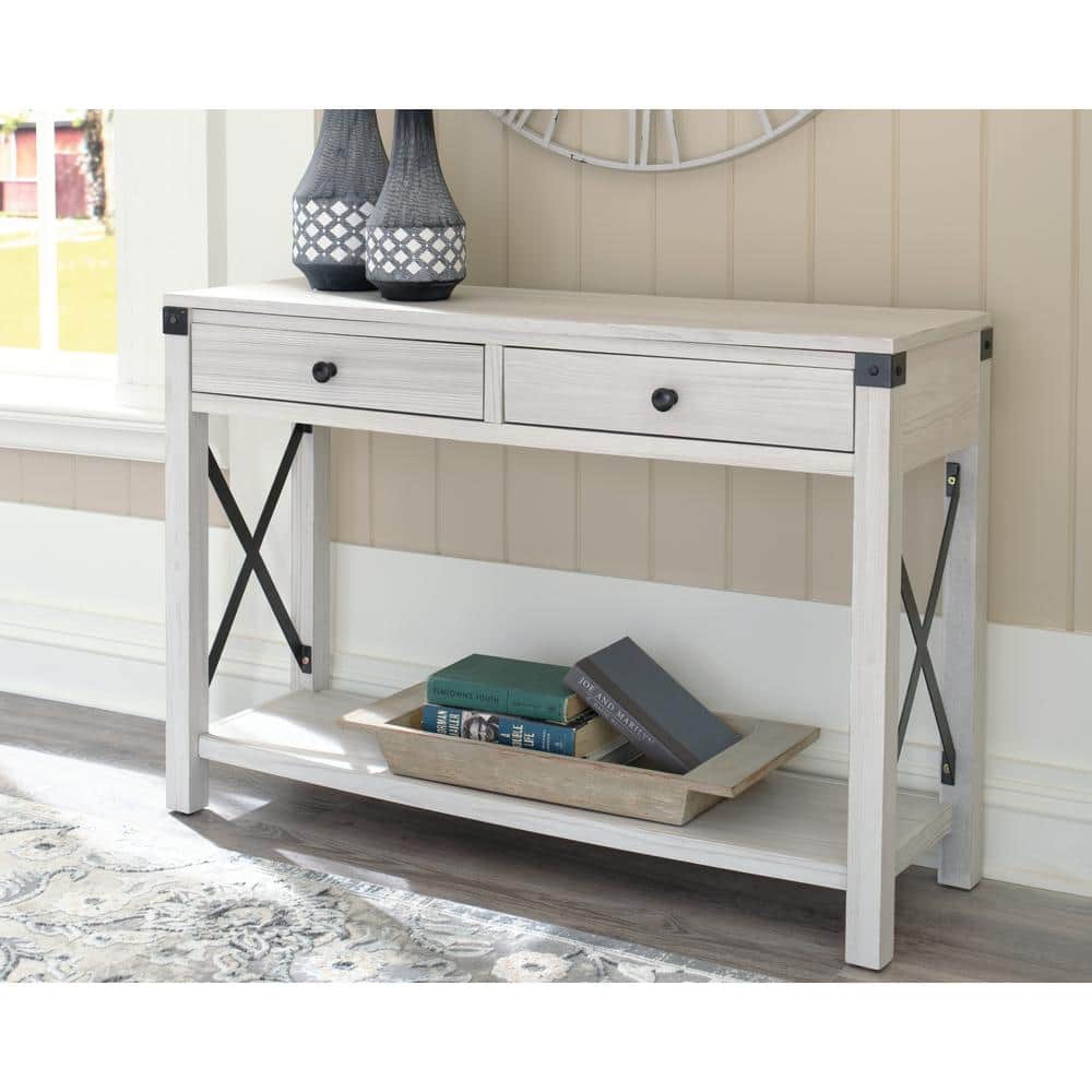 Signature DESIGN BY ASHLEY Bayflynn 44 in. Whitewash Rectangle MDF ...