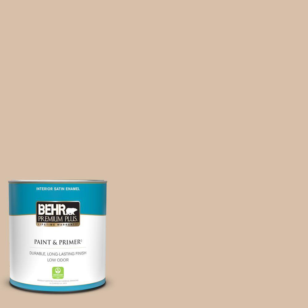 BEHR PREMIUM PLUS 1 qt. #250E-3 Wild Porcini Satin Enamel Low Odor ...
