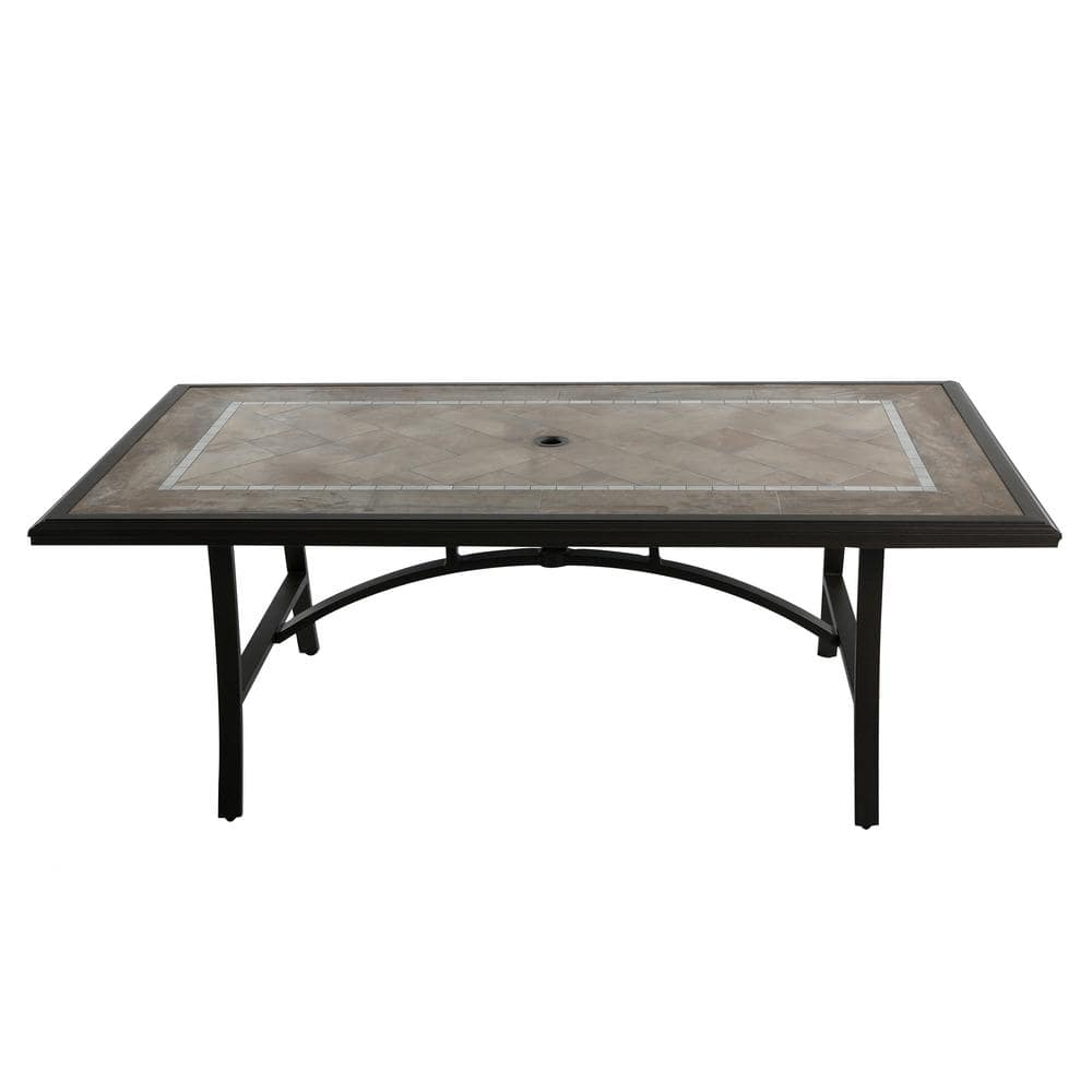 Nuu Garden Rectangular Aluminum Outdoor Dining Table with Ceramic Tile ...
