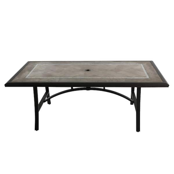 Nuu Garden Rectangular Aluminum Outdoor Dining Table with Ceramic Tile ...