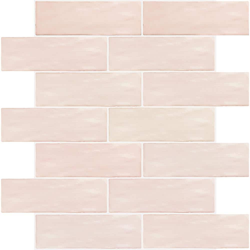 Apollo Tile Pink 2.58 in. x 8 in. Polished Ceramic Subway Tile (46 ...