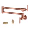 WOWOW Wall Mounted Pot Filler with Double Joint Swing Arms in Copper ...