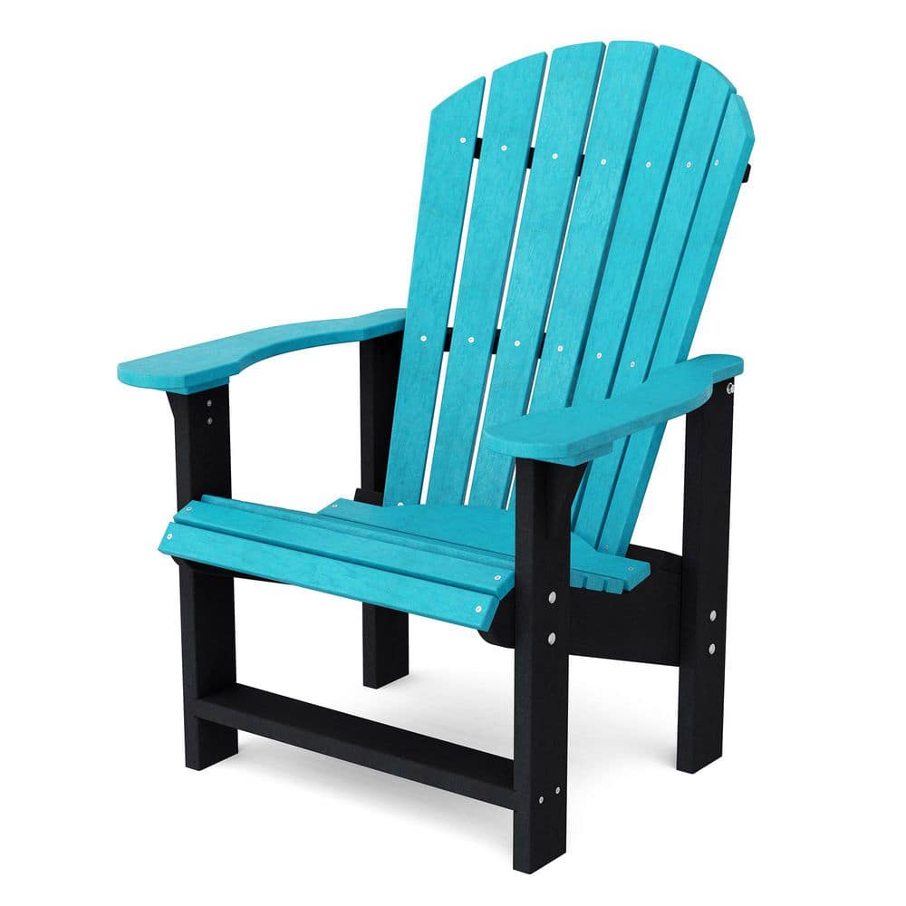 Wildridge Heritage Aruba Blue and Black Plastic Outdoor Upright Adirondack Chair LCC-112-AB-BK ...