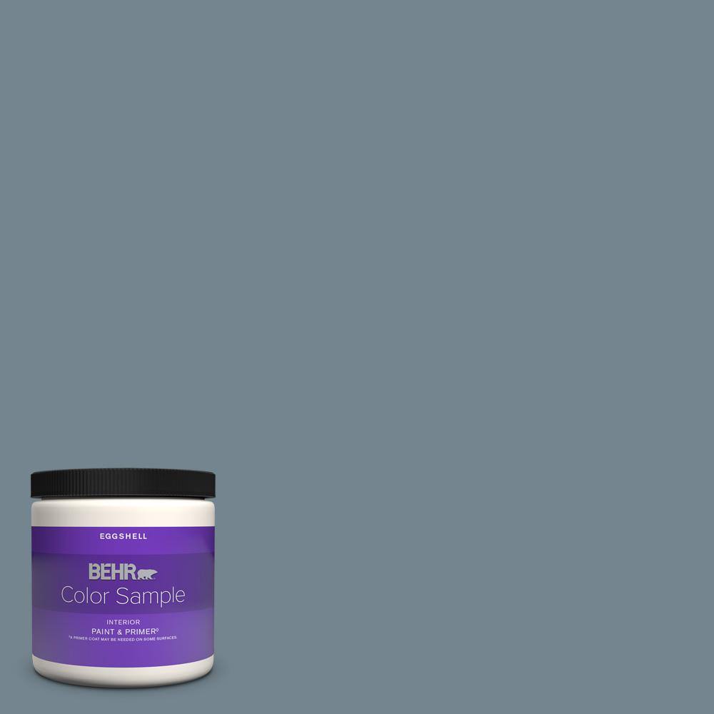 BEHR PREMIUM PLUS 8 oz. #N480-5 Adirondack Blue Eggshell Enamel ...
