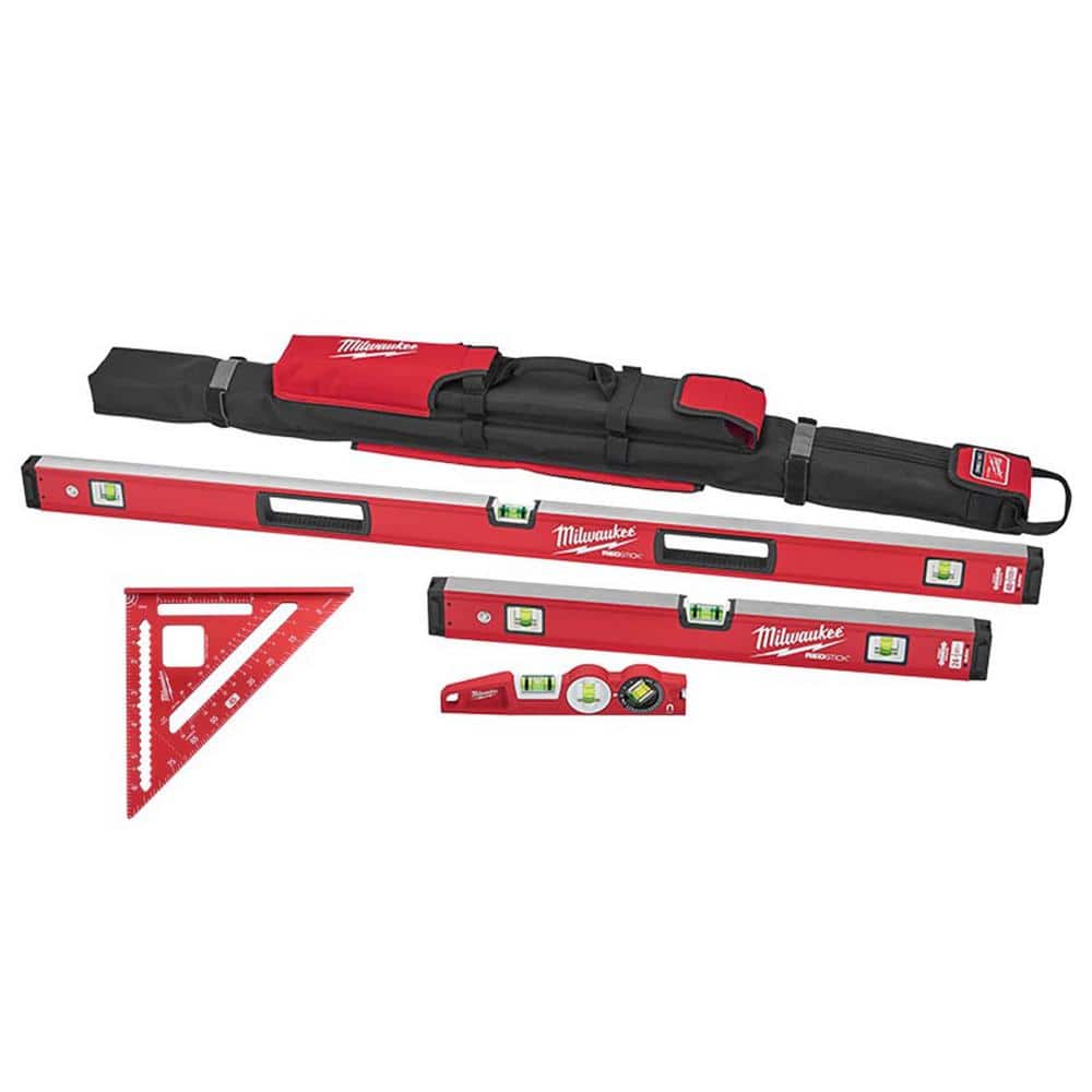 Milwaukee 10 in./24 in./48 in. REDSTICK Box Beam and Torpedo Level Set ...