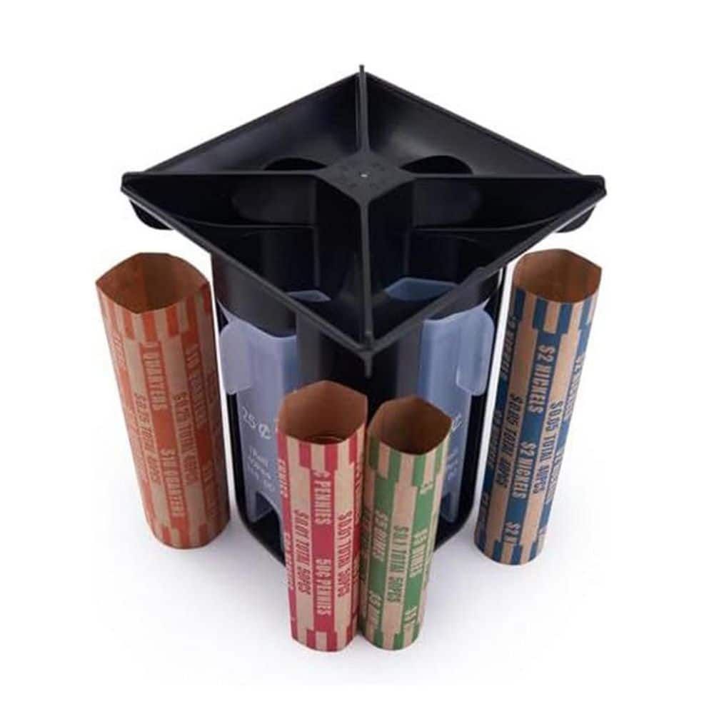 4-in-1 Coin Counter & Sorter Tube Set with Holder Piggy Bank Penny ...