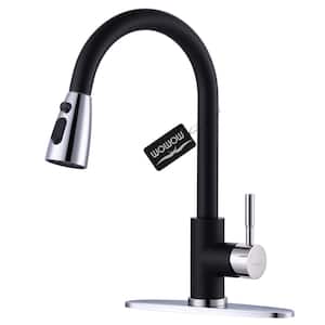 WOWOW Single-Handle Pull-Down Sprayer Kitchen Faucet with Stream and ...