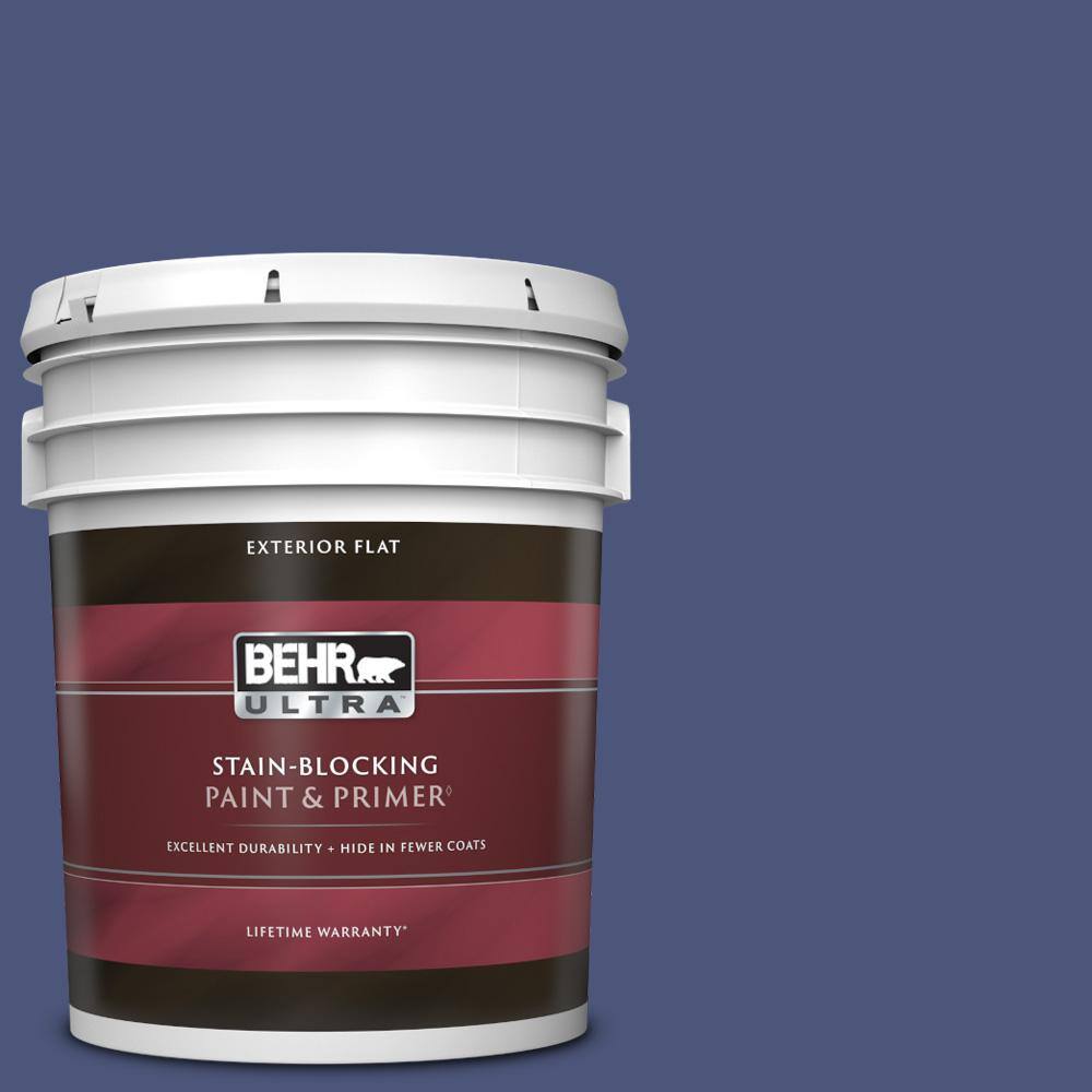 BEHR ULTRA 5 gal. #620D-7 Deep Indigo Flat Exterior Paint & Primer ...