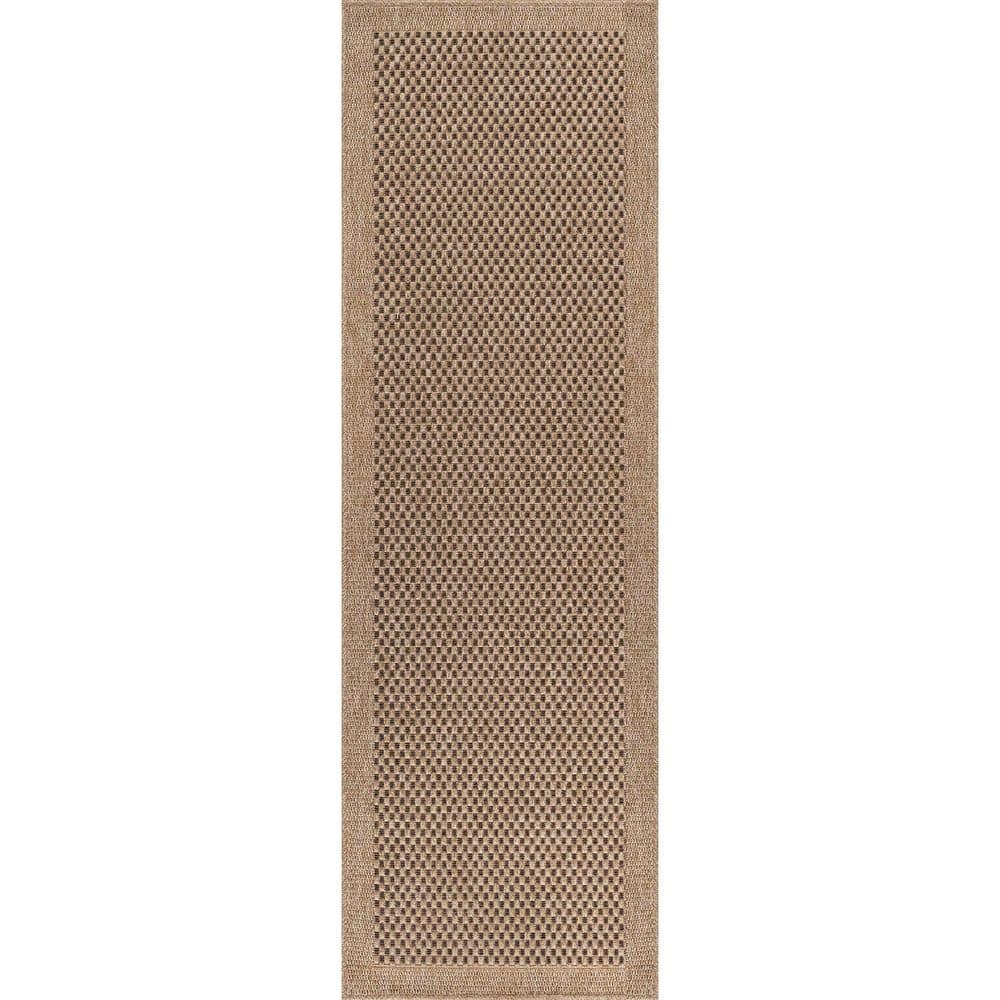 Beverly Rug Easy Jute Dark Brown 2 ft. x 7 ft. Check Indoor Outdoor ...