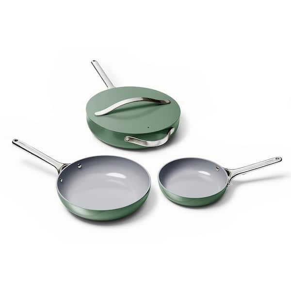 CARAWAY HOME 3-Piece Ceramic Fry Pan Trio Cookware Set in Sage CW-BN11 ...