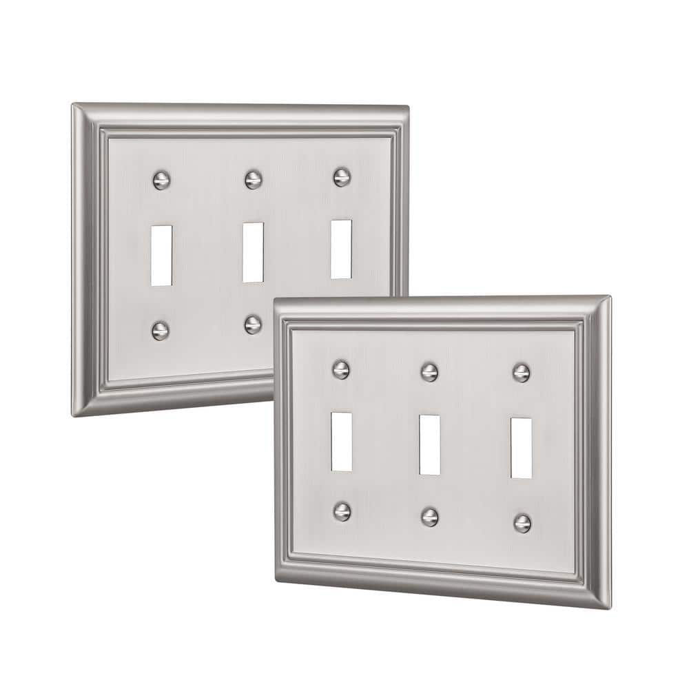 DEWENWILS Standard 3-Gang Brushed Nickel Toggle Metal Wall Plates (2 ...