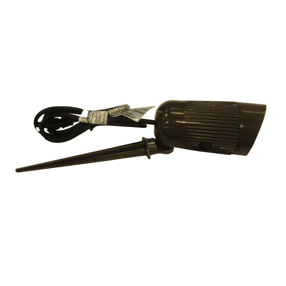 Commercial Electric 14.96 in. Outdoor Brown LED Spike Light with Red ...