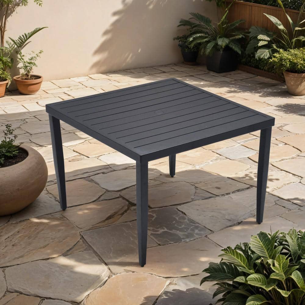 Daheat 40 in. x 40 in. Outdoor Patio Aluminum Square Dining Table with ...