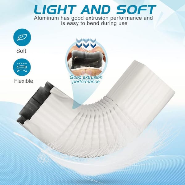 Angel Sar 2 in. x 3 in. White Aluminum 90° B-Style Downspout Gutter ...