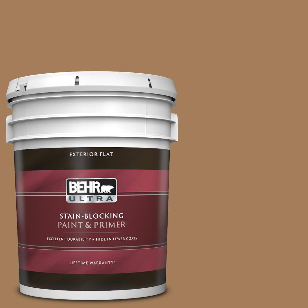BEHR ULTRA 5 gal. #270F-6 Fudge Truffle Flat Exterior Paint & Primer ...