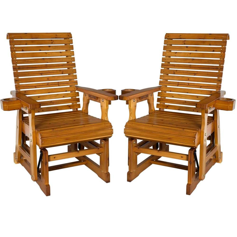 Innovaze 2-Piece Solid Fir Wood Outdoor Glider with High Back, Deep ...