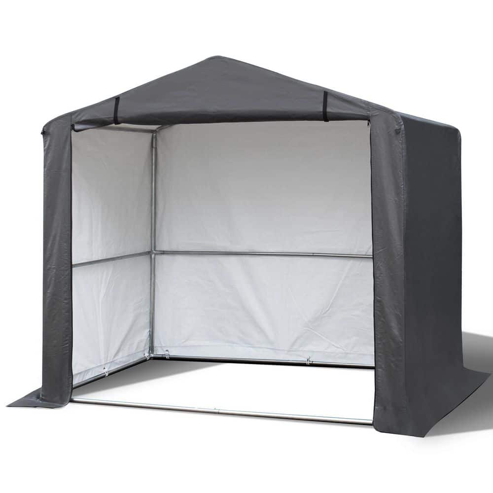 COVERONICS Outdoor Portable Storage Shed 6 ft. W x 6.5 ft. H x 4 ft. D Peak Style Garage-in-a ...