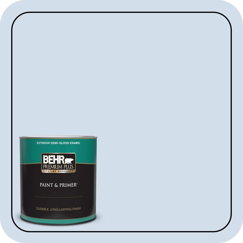 BEHR PREMIUM PLUS 1 qt. #M530-1 Ice Drop Semi-Gloss Enamel Exterior ...