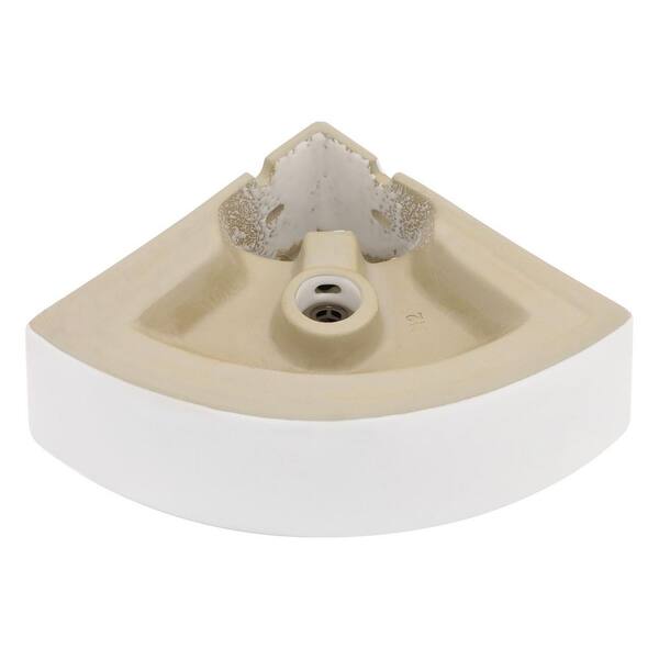 TCYO 5 in. Ceramic Wall-Mounted Triangle Bathroom Sink in White ...
