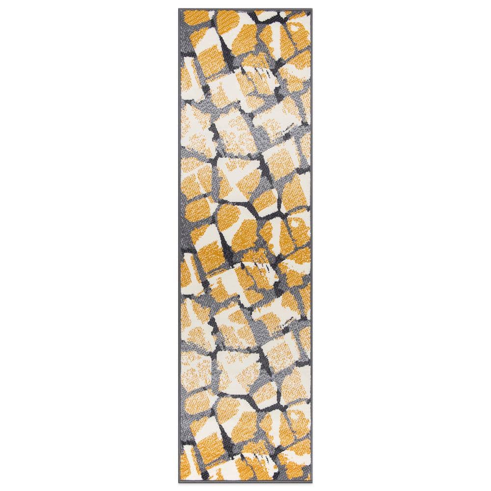 World Rug Gallery Contemporary Abstract Design Yellow 2 ft. x 7 ft ...