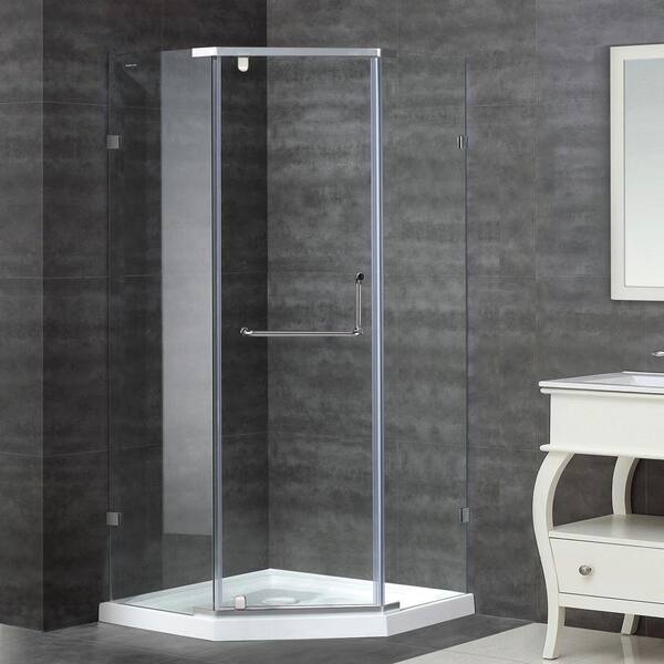 Aston SEN973 38 in. x 38 in. x 77-1/2 in. Semi-Frameless Neo-Angle Pivot Shower Enclosure in ...
