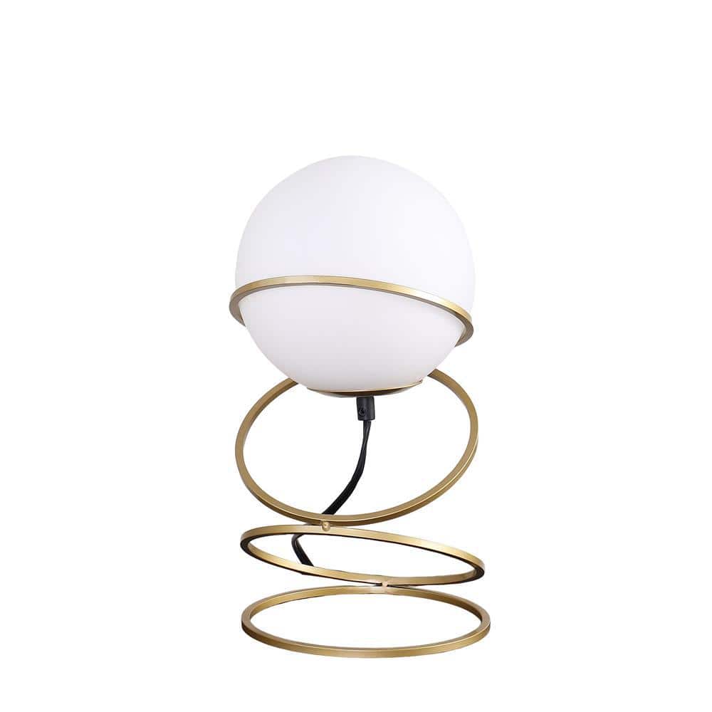 ORE International 13.5 in. Matte Gold Spiral Globe Table Lamp with 4 ...