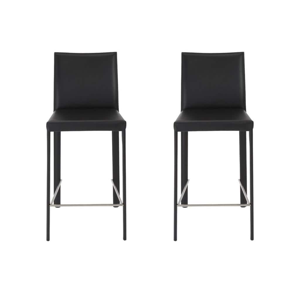HomeRoots 25.99 in. Black Low Back Metal Bar Chair with Upholstery Seat ...