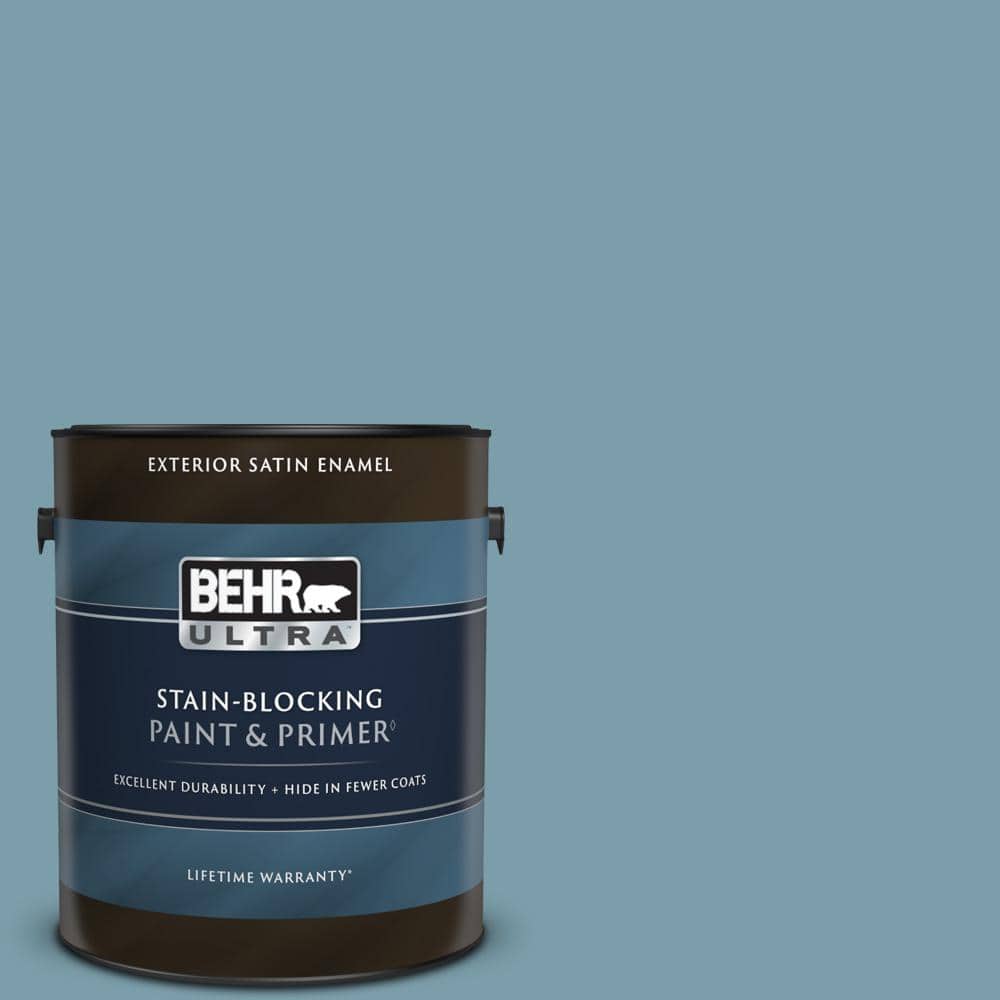 BEHR ULTRA 1 gal. #S470-4 Dolphin Blue Satin Enamel Exterior Paint ...