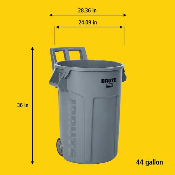 Rubbermaid Commercial Products BRUTE 44 Gal. Grey Round Vented Wheeled ...