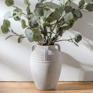 9 in. Charcoal Gray Round Ceramic Vase for Room, Boho Vase for Coffee ...