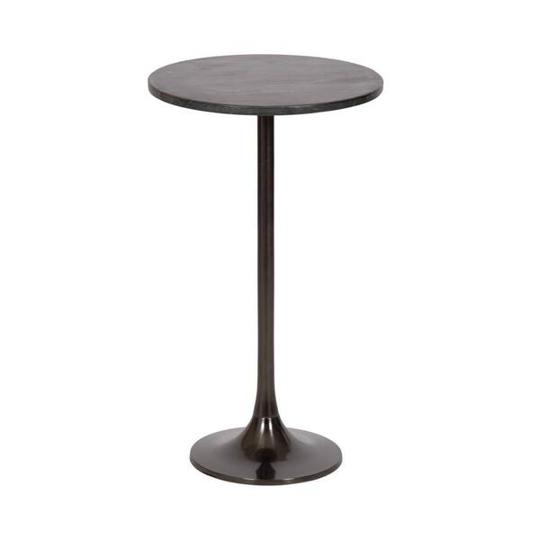 Kate and Laurel Baronet 14 in. Pewter Round Marble End Table 228698 ...