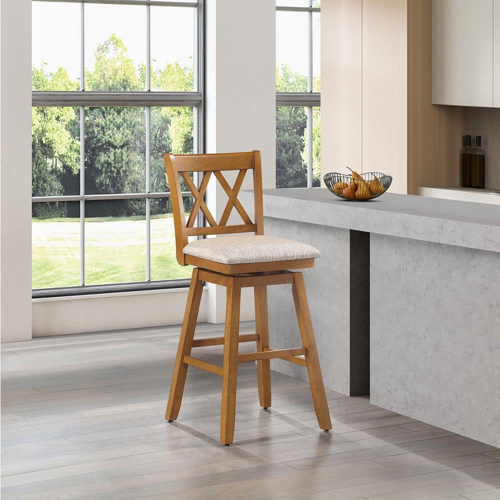 Home 2 Office Brookline 29 in. Pure Oak High Back Wood 43 in. Swivel ...