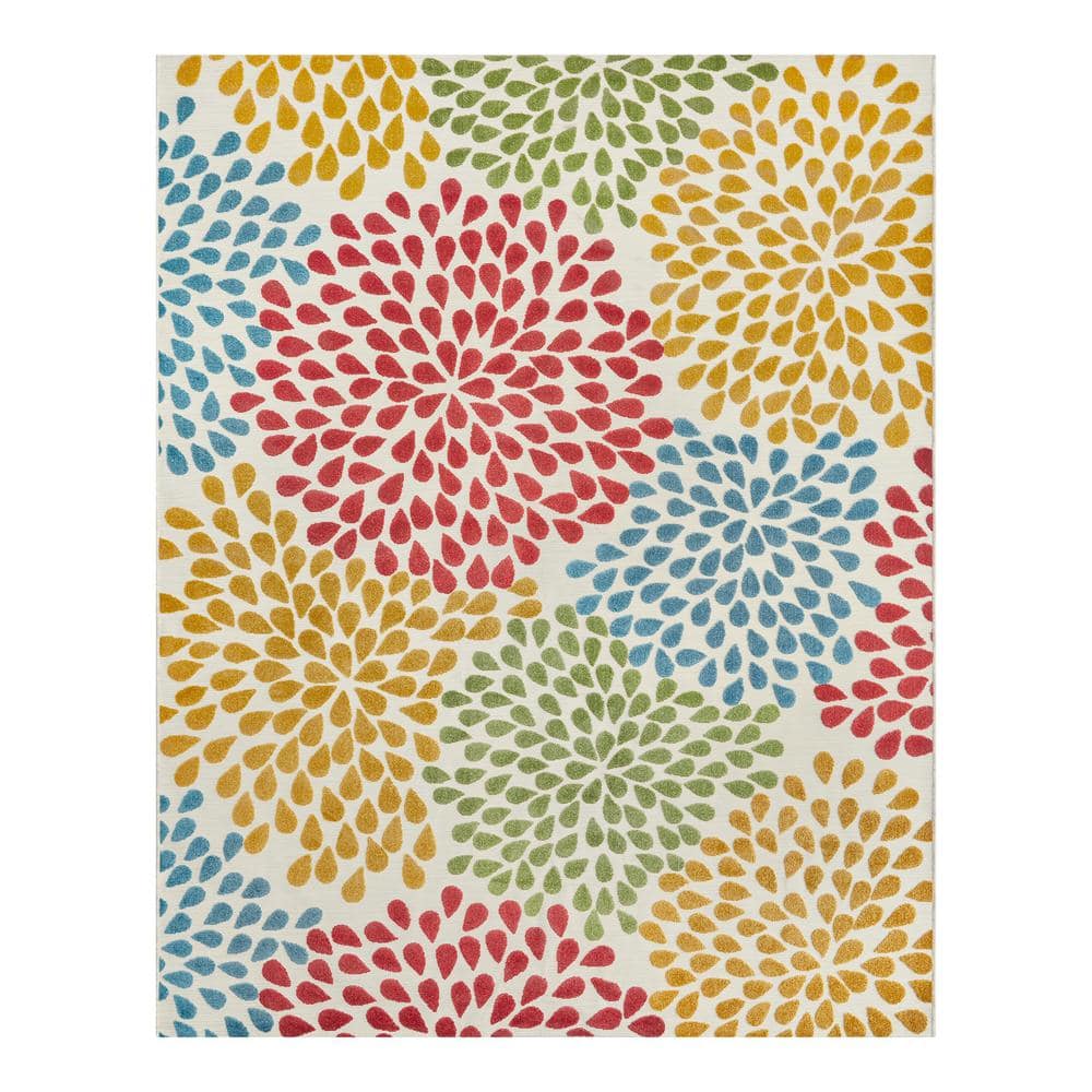Hampton Bay Park Pointe Multi Color 7 ft. x 9 ft. Burst Indoor/Outdoor ...